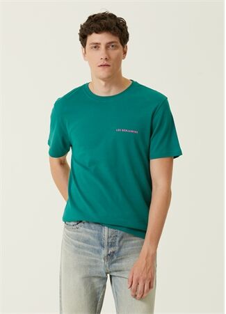 Les Benjamins Erkek Petrol Bisiklet Yaka Baskılı T-shirt Mavi S EU