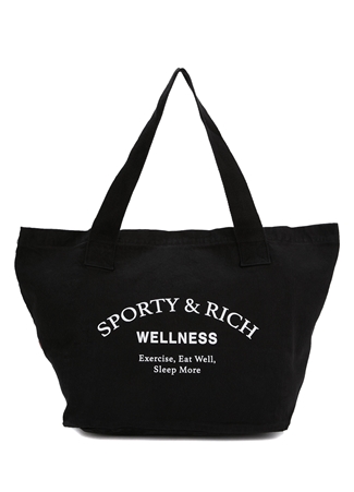 Sporty & Rich Kadın Siyah Yazı Baskılı Alışveriş Çantası EU