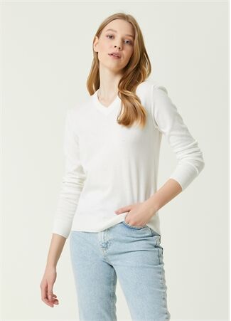 Beymen Club Kadın Kemik V Yaka Basic Kazak Bej S EU