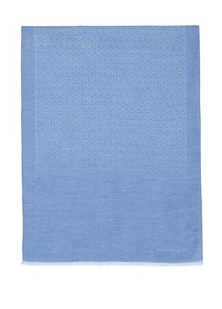 Salvatore Ferragamo Erkek Mavi Jakarlı Kaşmir Atkı EU