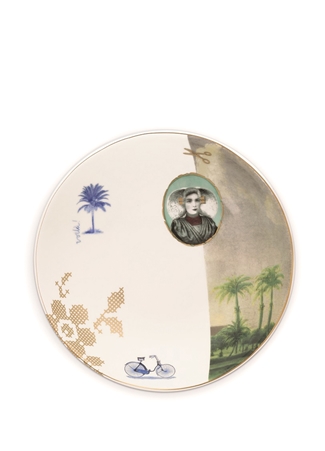 Pip Studio Heritage Palmiyeli Beyaz Porselen Çukur Tabak