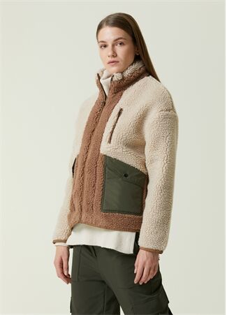 Beymen Club Kadın Bej Haki Dik Yaka Peluş Mont M