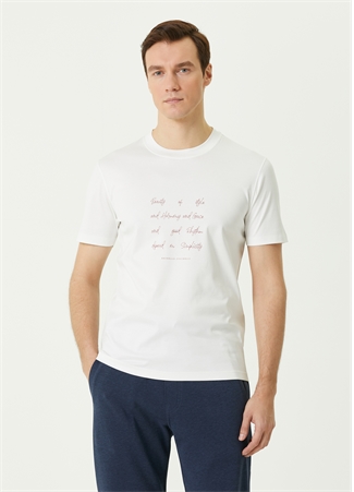 Brunello Cucinelli Erkek Beyaz Slogan Detaylı Logolu T-shirt 54 IT Brunello Cucinelli Erkek Beyaz Slogan Detaylı Logolu T-shirt 54 IT