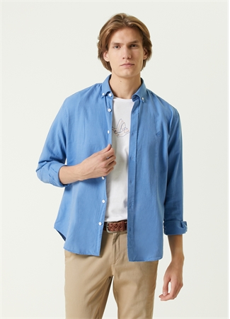 Beymen Club Erkek Comfort Fit Mavi Düğmeli Yaka Oxford Gömlek S