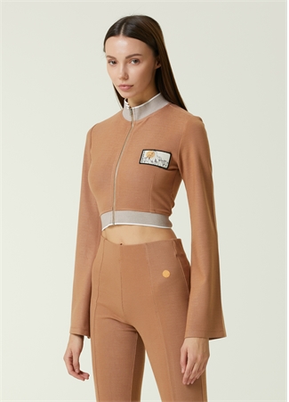 Agaleevic Kadın Camel Dik Yaka Crop Sweatshirt Kahverengi S EU Agaleevic Kadın Camel Dik Yaka Crop Sweatshirt Kahverengi S EU