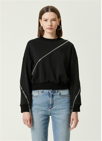 Alexander McQueen Kadın Siyah Bisiklet Yaka Fermuar Detaylı Sweatshirt 42 IT Alexander McQueen Kadın Siyah Bisiklet Yaka Fermuar Detaylı Sweatshirt 42 IT