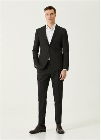 Palzileri Lab Erkek Kahverengi Çizgi Desenli Yün Takım Elbise 50 IT