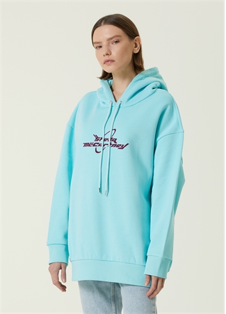 Stella McCartney Kadın 202 Logo Turkuaz Kapüşonlu Sweatshirt Mavi 42 IT Stella McCartney Kadın 202 Logo Turkuaz Kapüşonlu Sweatshirt Mavi 42 IT