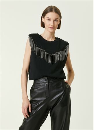 Allsaints Kadın Tassel Koni Siyah Bisiklet Yaka Kolsuz T-shirt S EU Allsaints Kadın Tassel Koni Siyah Bisiklet Yaka Kolsuz T-shirt S EU