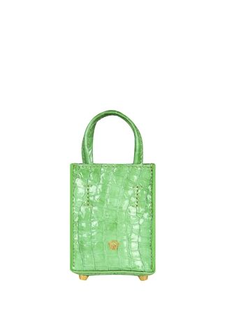 Manc Kadın Lola Yeşil Krokodil Dokulu Deri Omuz Çantası Eu