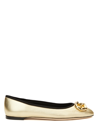 Giuseppe Zanotti Kadın Gold Logo Tokalı Deri Babet Altın Rengi 36 EU Giuseppe Zanotti Kadın Gold Logo Tokalı Deri Babet Altın Rengi 36 EU