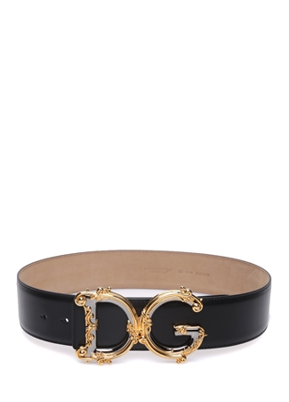 Dolce&Gabbana Kadın Siyah Gold Logo Detaylı Deri Kemer 80 EU Dolce&Gabbana Kadın Siyah Gold Logo Detaylı Deri Kemer 80 EU