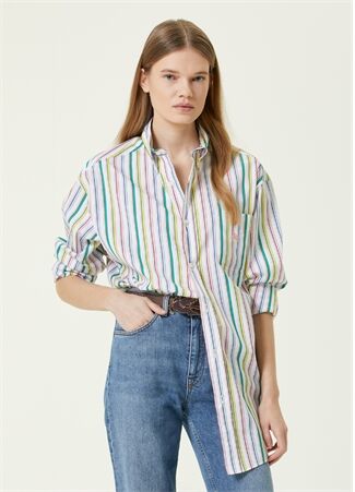 Etro Kadın Beyaz Düğmeli Yaka Çizgili Gömlek S EU