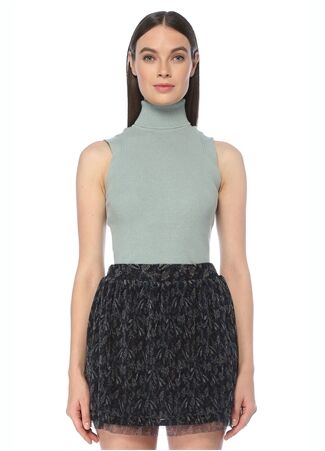 Network Kadın Mint Balıkçı Yaka Kolsuz Kazak Yeşil L EU