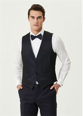 Pal Zileri Erkek Mavi Parlak Dokulu Yelek 48 IT