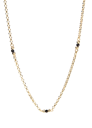 Collection-Alper Tunçoku Kadın Boncuk Detaylı Altın Rengi Zincir Kolye EU