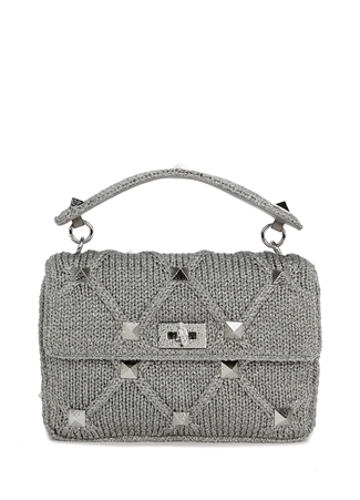 Valentino Garavani Kadın Rockstud Silver Çanta Gri EU