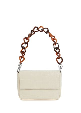 Staud Kadın Krem Krokodil Dokulu Deri Çanta Bej EU