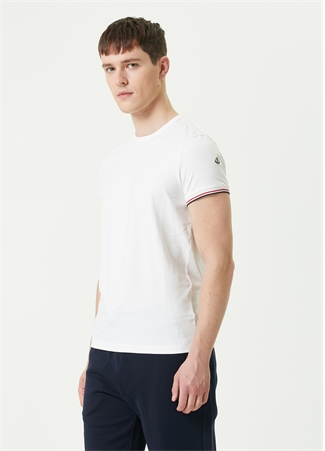 Moncler Erkek Beyaz Logo Şeritli T-shirt S EU Moncler Erkek Beyaz Logo Şeritli T-shirt S EU