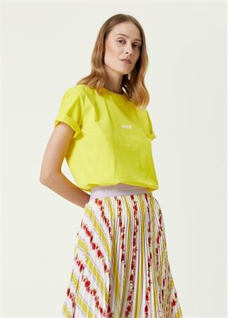 Msgm Kadın Sarı Bisiklet Yaka T-shirt S EU