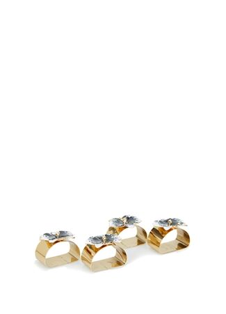 Moody Siyah Çiçek Detaylı 4lü Peçetelik