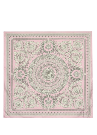 Versace Kadın Pembe Desenli İpek Eşarp EU Versace Kadın Pembe Desenli İpek Eşarp EU