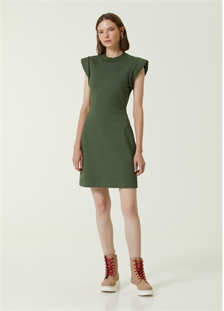 Alexander McQueen Kadın Haki Arkası Logolu Mini Elbise 42 IT Alexander McQueen Kadın Haki Arkası Logolu Mini Elbise 42 IT