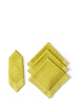 Haan Krem Geometrik Desenli 4lü Peçete Seti Yeşil