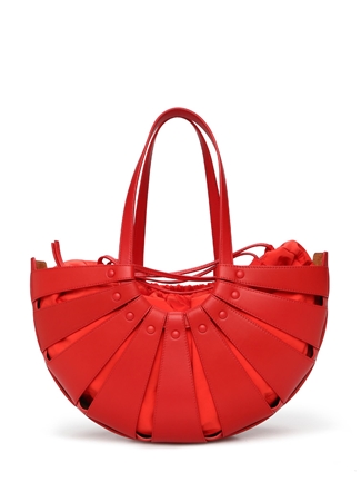 Bottega Veneta Kadın The Shell Kırmızı Deri Omuz Çantası EU