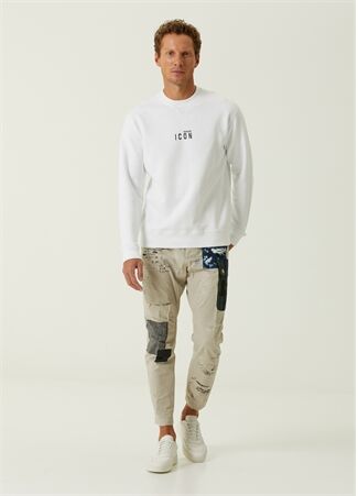 Dsquared2 Erkek Taş Patchli Baskılı Pantolon Gri 48 IT