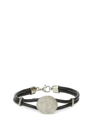 Semra Ecer Erkek Emevi Para Detaylı Gümüş Rengi Bileklik EU