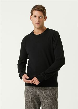 Bottega Veneta Erkek Siyah Bisiklet Yaka Yün Kazak M EU