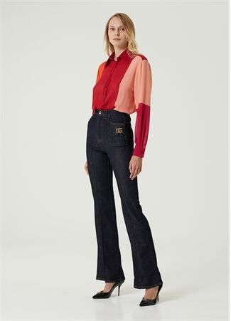 Dolce&Gabbana Kadın Lacivert Bol Paça Jean Pantolon 36 IT