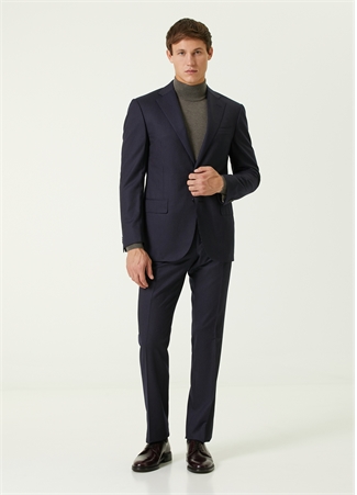 Corneliani Erkek Lacivert Çizgi Desenli Yün Takım Elbise 58 IT Corneliani Erkek Lacivert Çizgi Desenli Yün Takım Elbise 58 IT