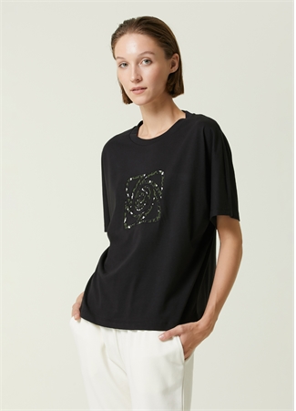 Beymen Collection Kadın Siyah Leopar Desenli Logolu T-shirt S Beymen Collection Kadın Siyah Leopar Desenli Logolu T-shirt S