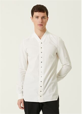 Rick Owens Erkek Beyaz V Yaka Gömlek 50 IT