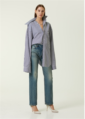 Balenciaga Kadın Mavi Boru Paça Jean Pantolon 26 US Balenciaga Kadın Mavi Boru Paça Jean Pantolon 26 US