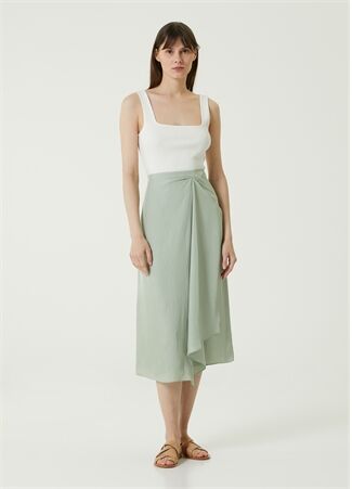 Vince Kadın Yeşil Volan Detaylı Midi Etek 6 US