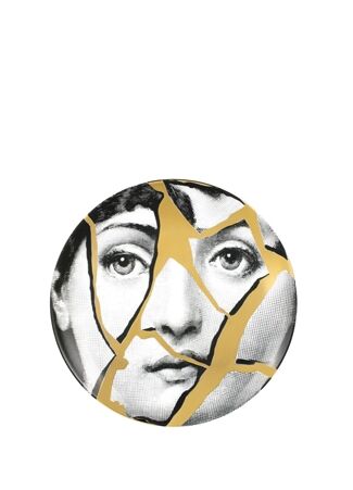 Fornasetti Tema e Variazioni No 2 Porselen Dekoratif Tabak Beyaz