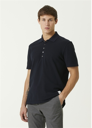 Thom Browne Erkek Lacivert Polo Yaka Logo Şeritli T-shirt 4 US Thom Browne Erkek Lacivert Polo Yaka Logo Şeritli T-shirt 4 US