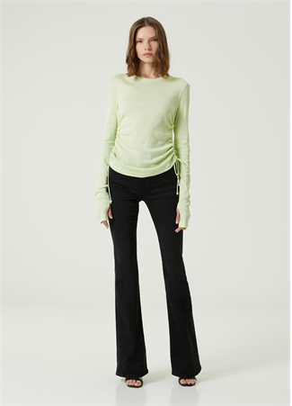 Helmut Lang Kadın Açık Yeşil Büzgü Detaylı Sweatshirt XS EU Helmut Lang Kadın Açık Yeşil Büzgü Detaylı Sweatshirt XS EU
