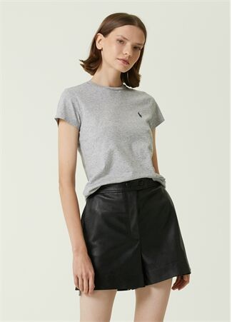 Polo Ralph Lauren Kadın Gri Bisiklet Yaka T-shirt XS EU