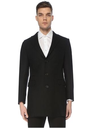 Beymen Collection Erkek Siyah Kelebek Yaka Yün Örme Palto 58 IT