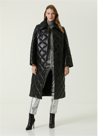 Stand Kadın Siyah Kapitone Dokulu Mont 34 FR