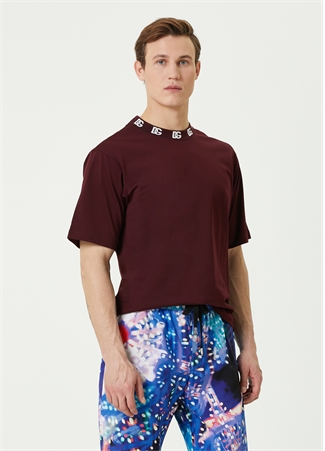 Dolce&gabbana Erkek Bordo Yakası Logo Jakarlı T-shirt 44 It Dolce&gabbana Erkek Bordo Yakası Logo Jakarlı T-shirt 44 It