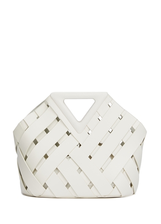 Bottega Veneta Kadın Point Beyaz Deri Çanta EU Bottega Veneta Kadın Point Beyaz Deri Çanta EU