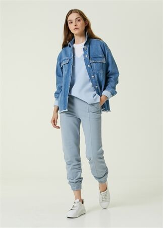 Beymen Club Kadın Mavi V Yaka Yırtmaç Detaylı Kazak S