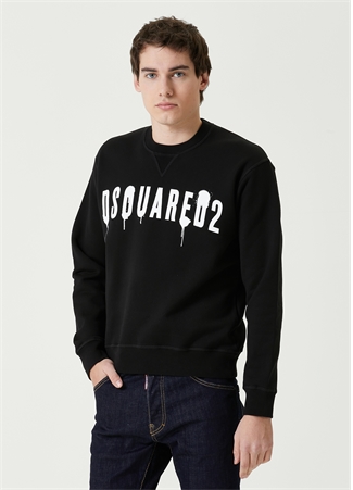 Dsquared2 Erkek Siyah Kontrast Logolu Sweatshirt S EU Dsquared2 Erkek Siyah Kontrast Logolu Sweatshirt S EU