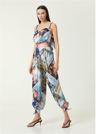 Zimmermann Kadın Mavi Çiçekli İpek Pantolon 0 US Zimmermann Kadın Mavi Çiçekli İpek Pantolon 0 US