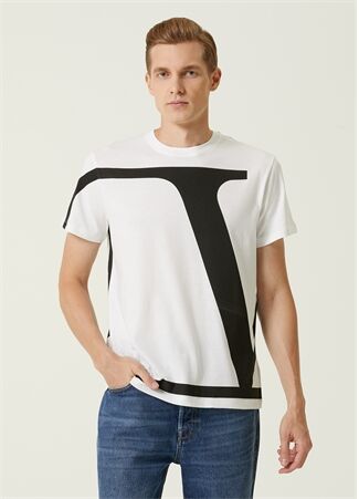 Valentino Erkek Beyaz Logo Baskılı T-shirt S EU